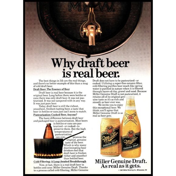 Miller | Art | 987 Miller Genuine Draft Beer Mgd Vintage Print Ad ...